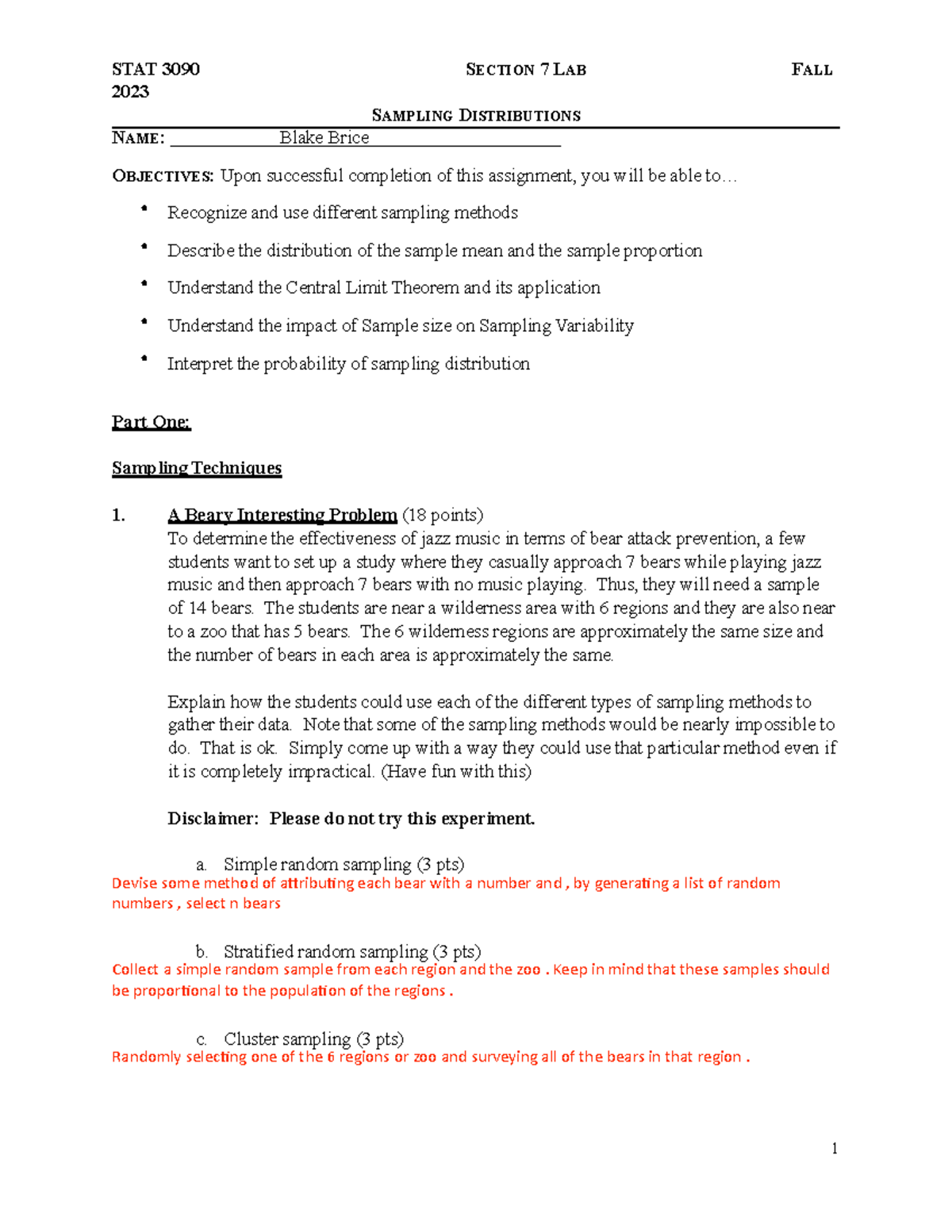 Section 7 Lab Activity-blake brice - 2023 S AMPLING D ISTRIBUTIONS N ...