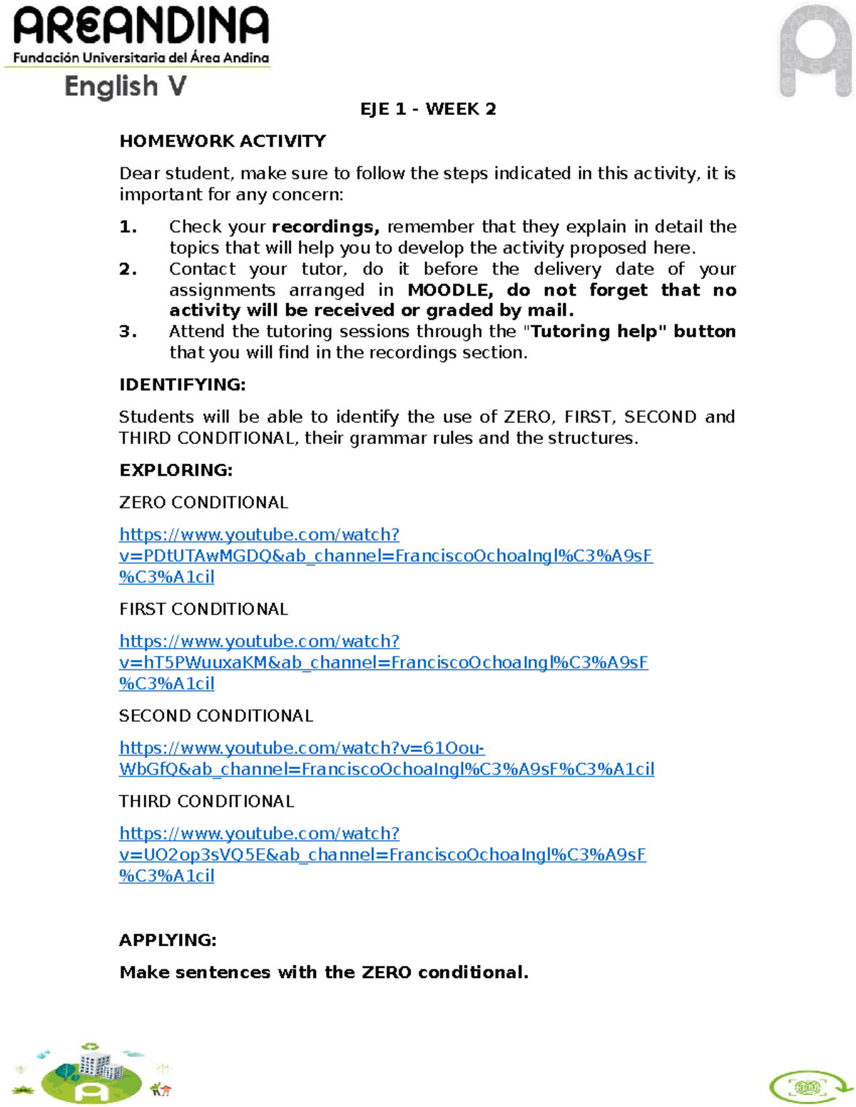English 5 - EJE 1 - Week 2 - EJE 1 - WEEK 2 HOMEWORK ACTIVITY Dear ...
