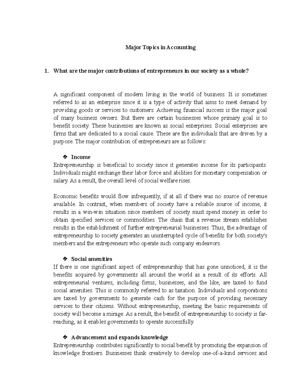 Major topics in accounting - Major Topics in Accounting 1. What are the ...