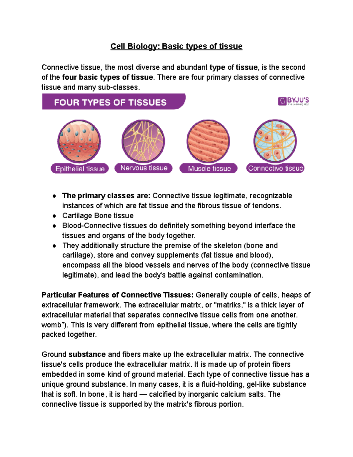 Cell Biology Basic types of tissue - Cell Biology: Basic types of ...
