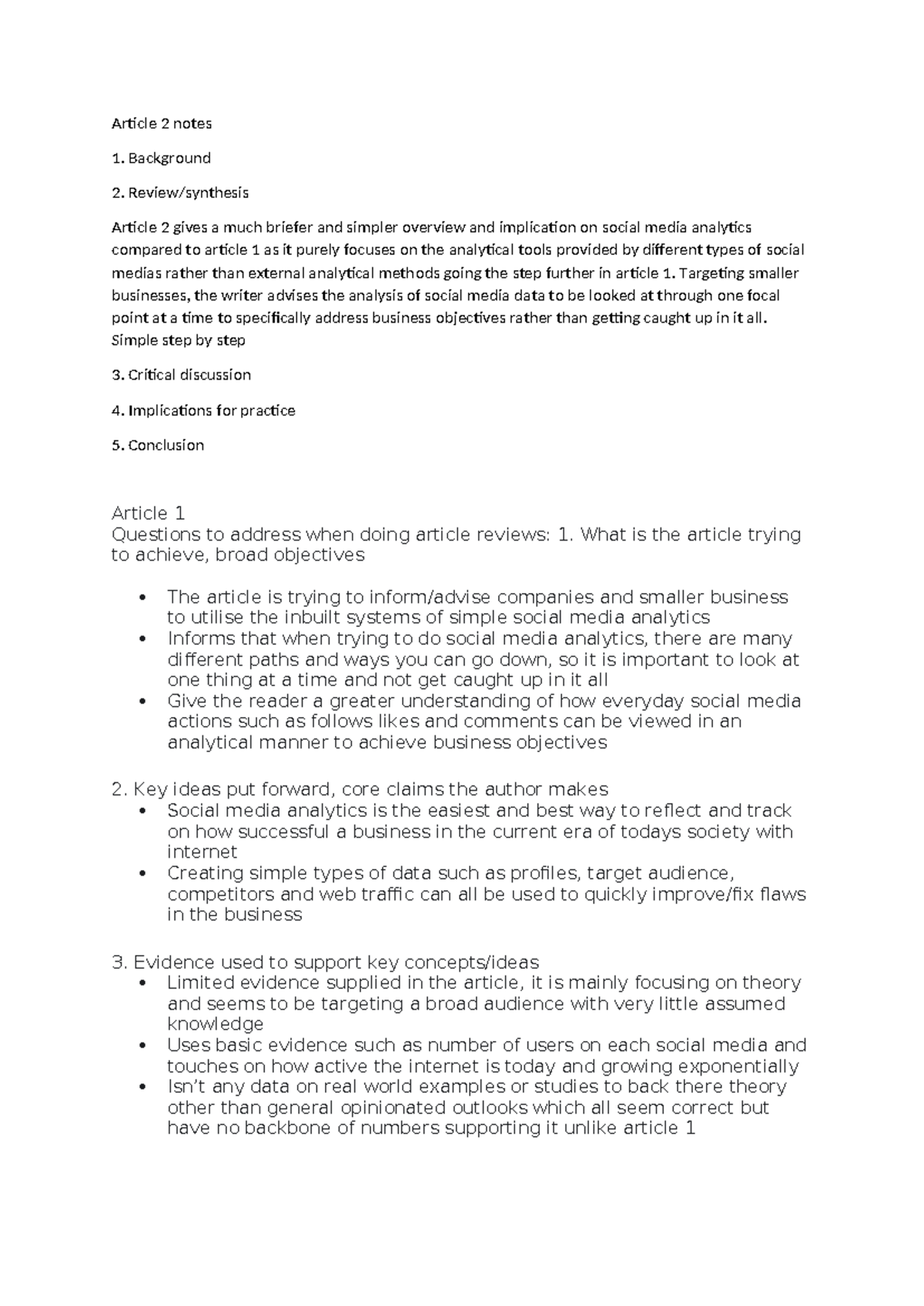 Article 2 review - Article 2 notes 1. Background 2. Review/synthesis ...