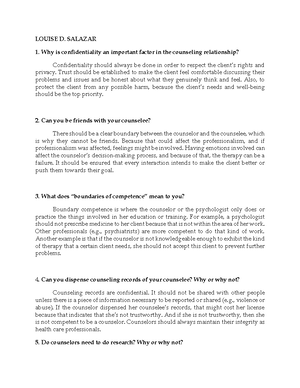Counseling Psychology Personal Reflection - LOUISE D. SALAZAR Personal ...