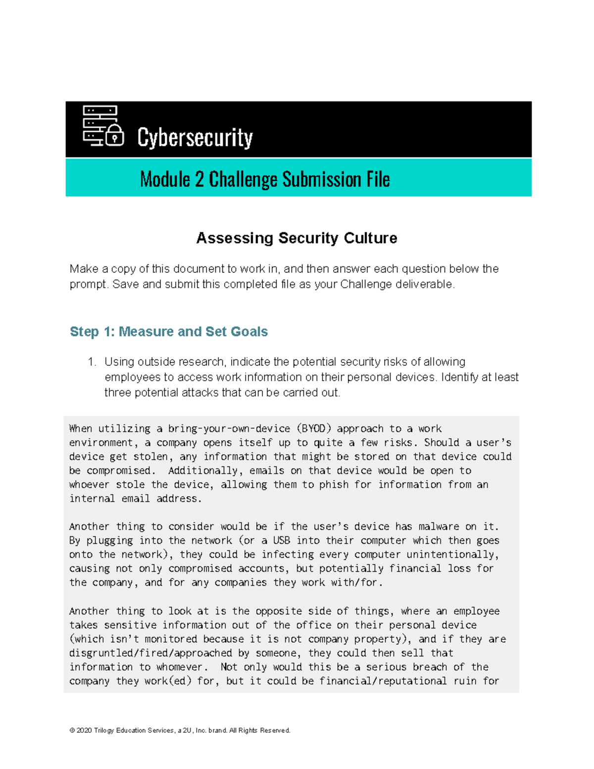 Module 2 Challenge Cybersecurity Module 2 Challenge Submission File Assessing Security Culture