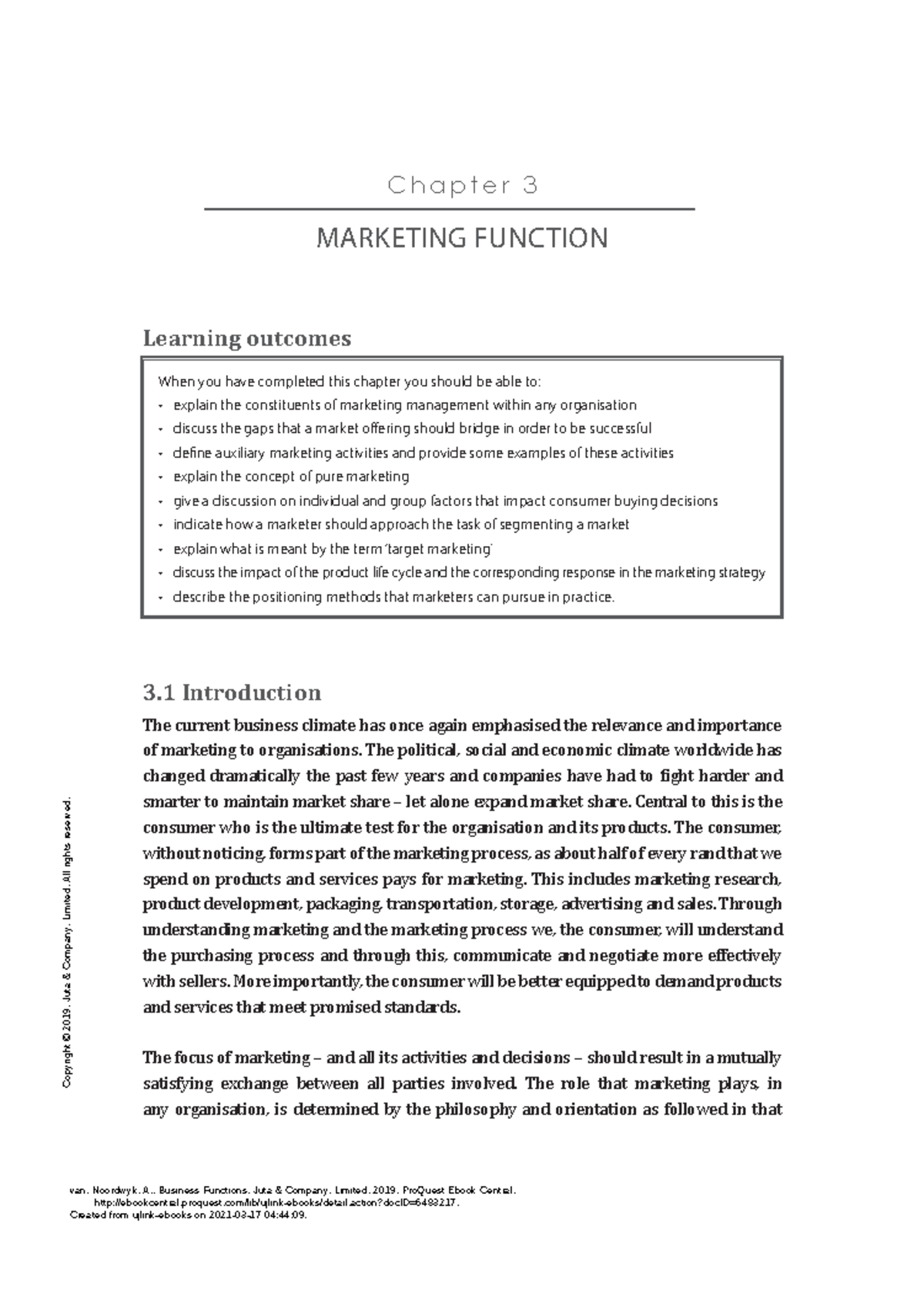 Business Functions - (Chapter 3 Marketing function)-1 - C h a p t e r 3 ...