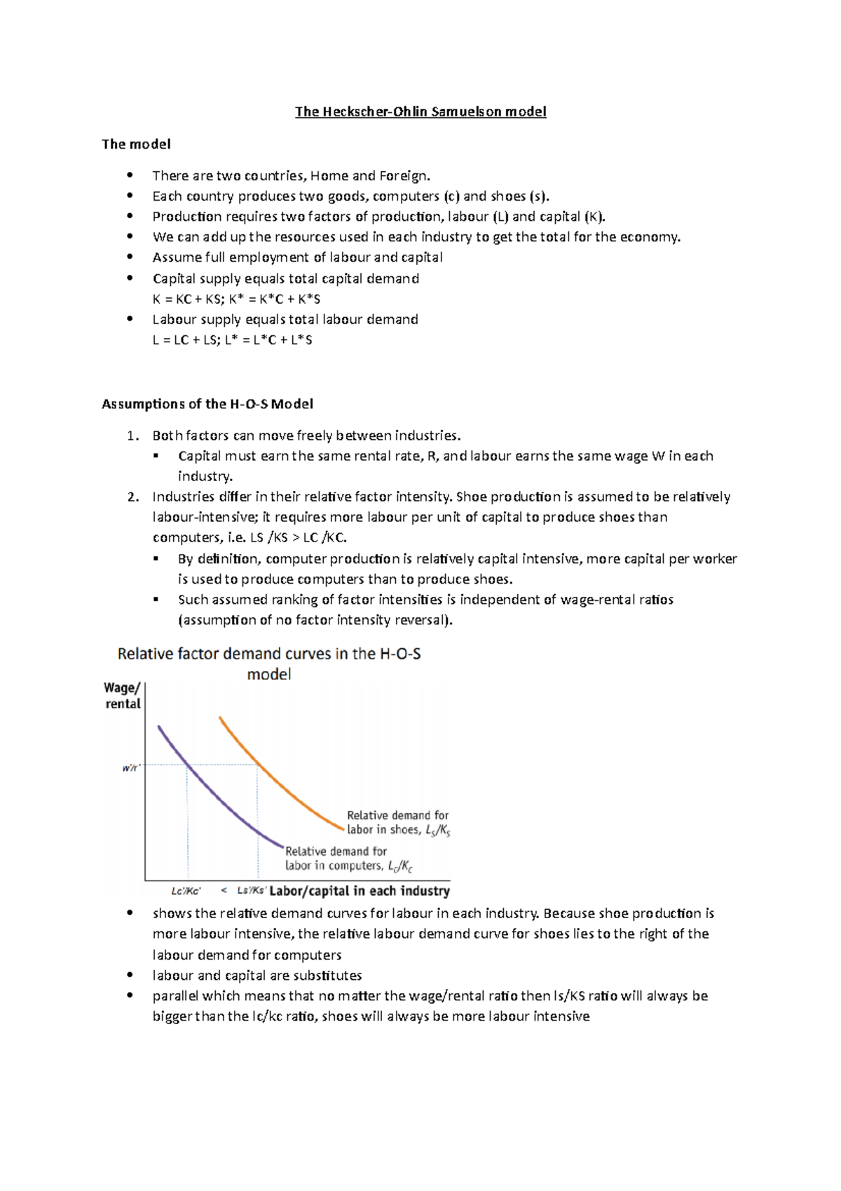 4. The Heckscher-Ohlin Samuelson model - Each country produces two ...