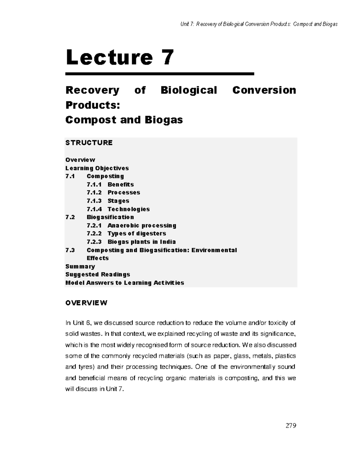 Lecture 7 - good course - Unit 7: Recovery of Biological Conversion ...