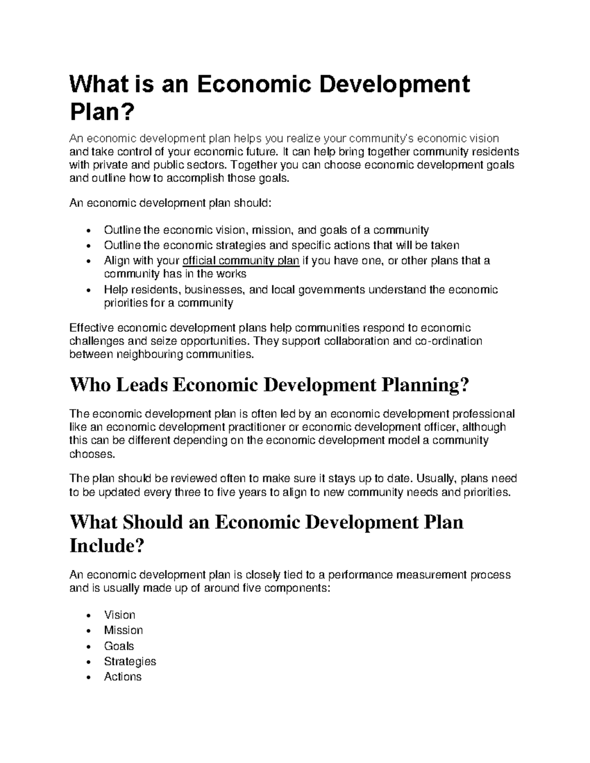 What+is+an+Economic+Development+Plan - What is an Economic Development ...