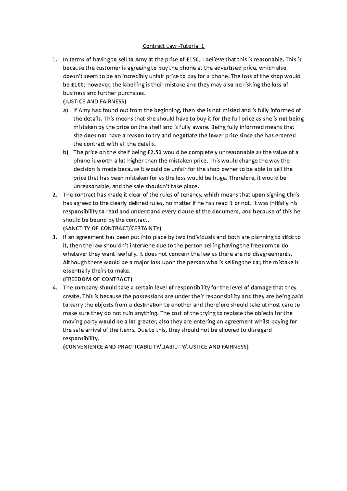 Tutorial 1 Activity Contract Law Tutorial 1 In Terms Of Having To