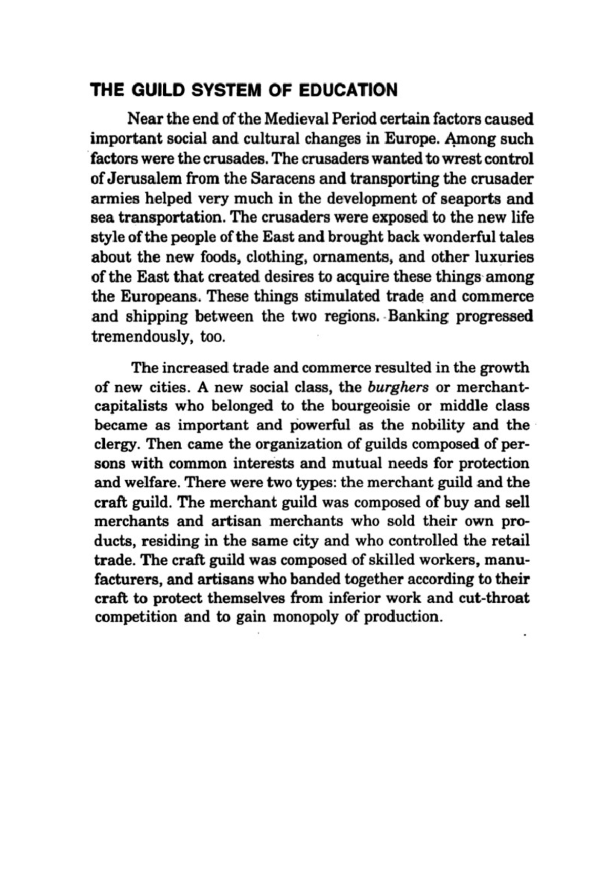 The guild system of education - THE GUILD SYSTEM OF EDUCATION Near the ...