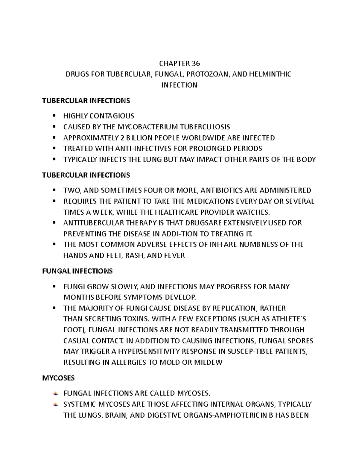 Chapter 36 - DRUGS FOR TUBERCULAR, FUNGAL, PROTOZOAN, AND HELMINTHIC ...
