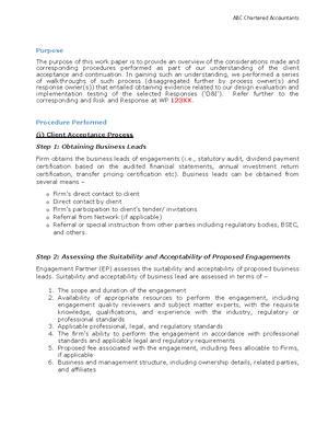 WP 2 Client and Engagement Acceptance Process Flow Diagram - CLIENT AND ...