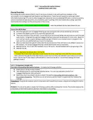 D217 Study Guide - D 217 – Accounting Information Systems Course ...