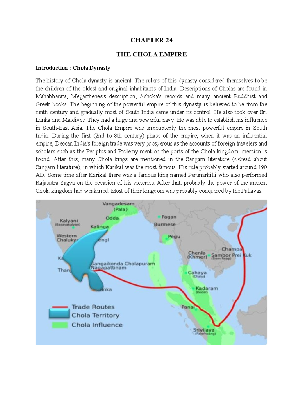 Chapter 24 THE Chola Empire - CHAPTER 24 THE CHOLA EMPIRE Introduction ...