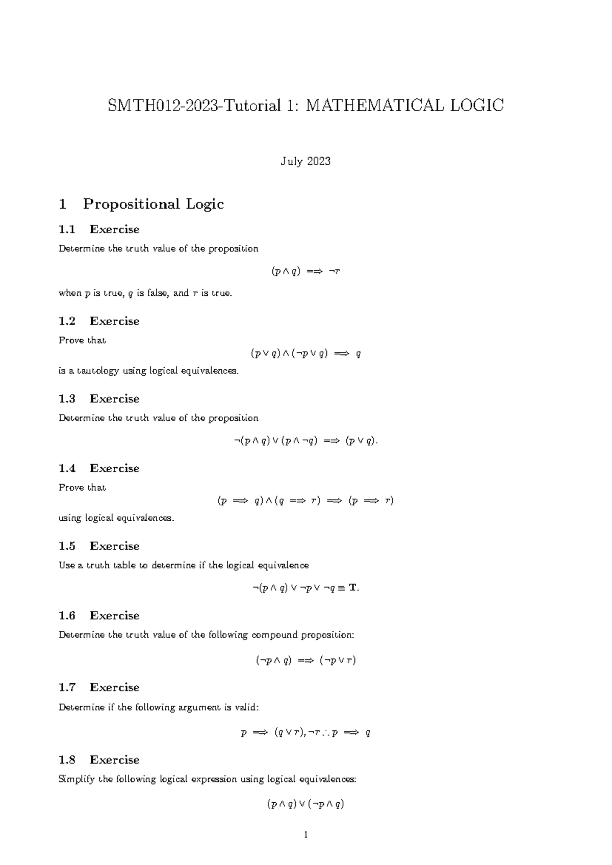 Tutorial 1 - Practicing questions - SMTH012-2023-Tutorial 1 ...