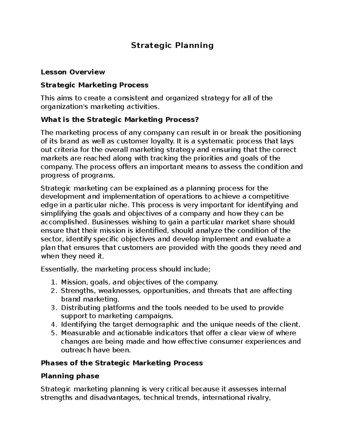 Module 10 Strategic Planning - Principle of Marketing - Strategic ...