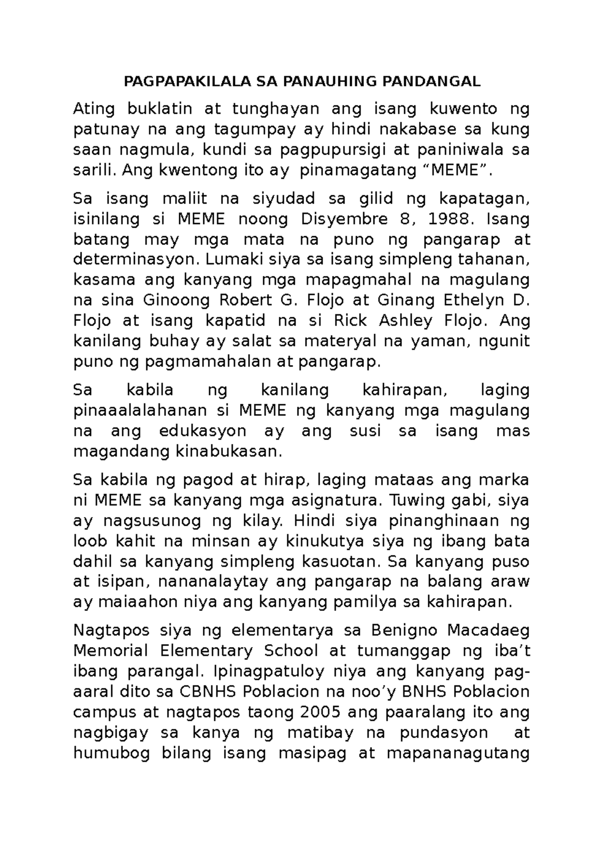 Introduction TO THE Guest Speaker - PAGPAPAKILALA SA PANAUHING ...