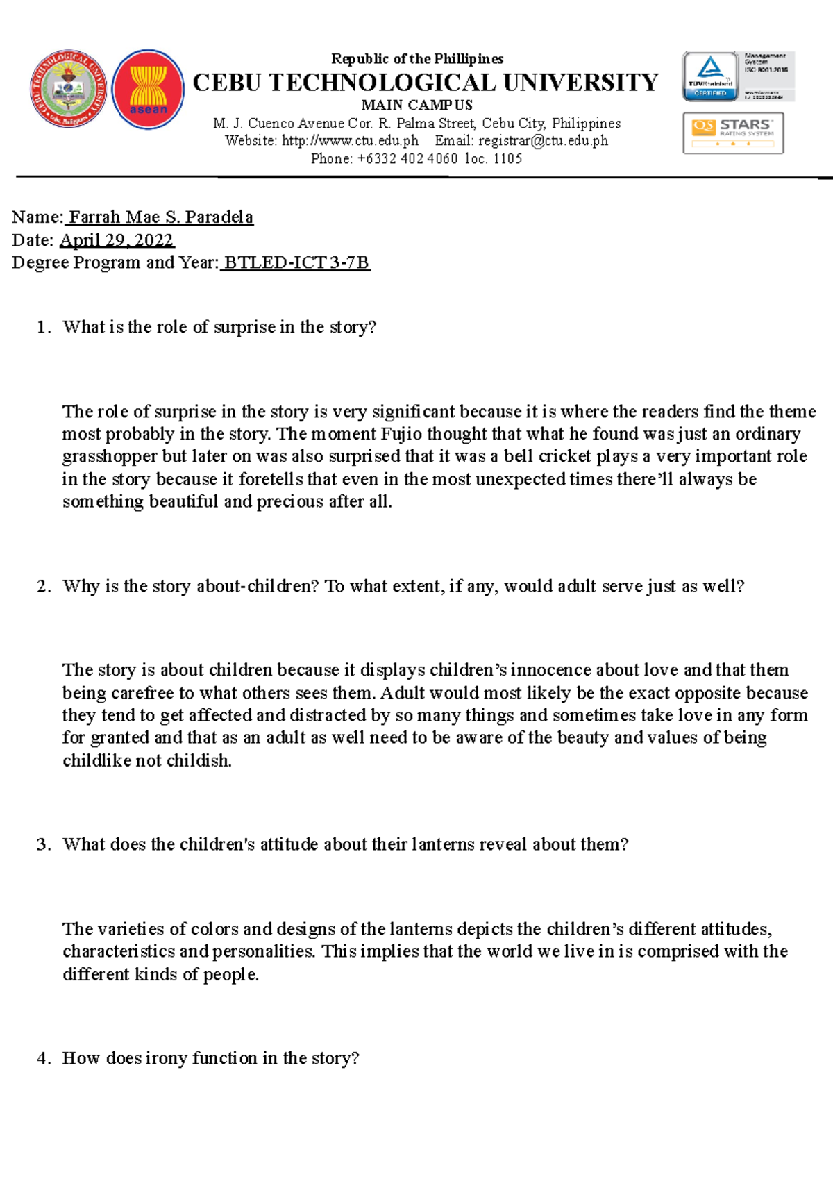Filipino- Activity 1 (Rationalized Output)- Paradela - Republic of the ...