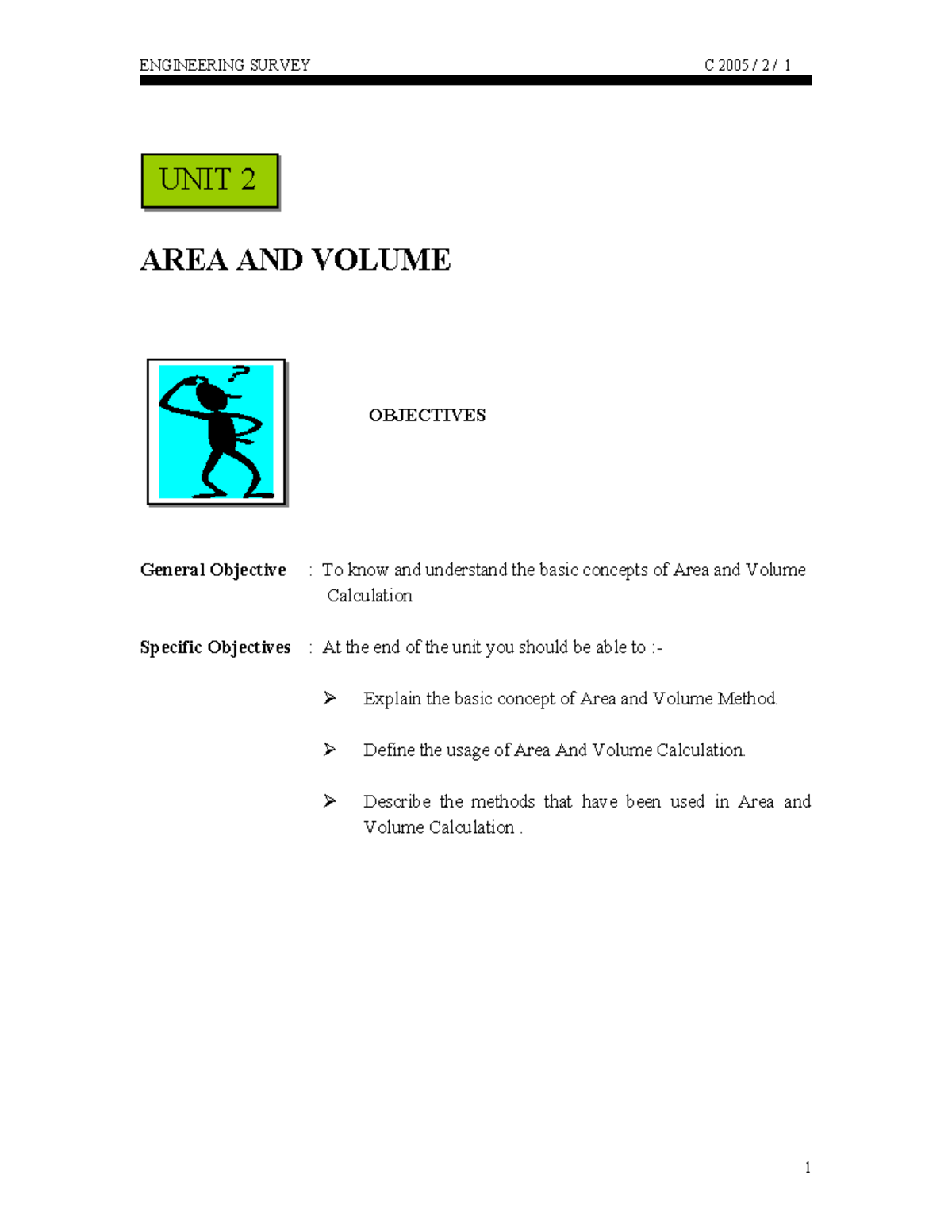UNIT2 AREA N Volume - AREA AND VOLUME OBJECTIVES General Objective : To ...