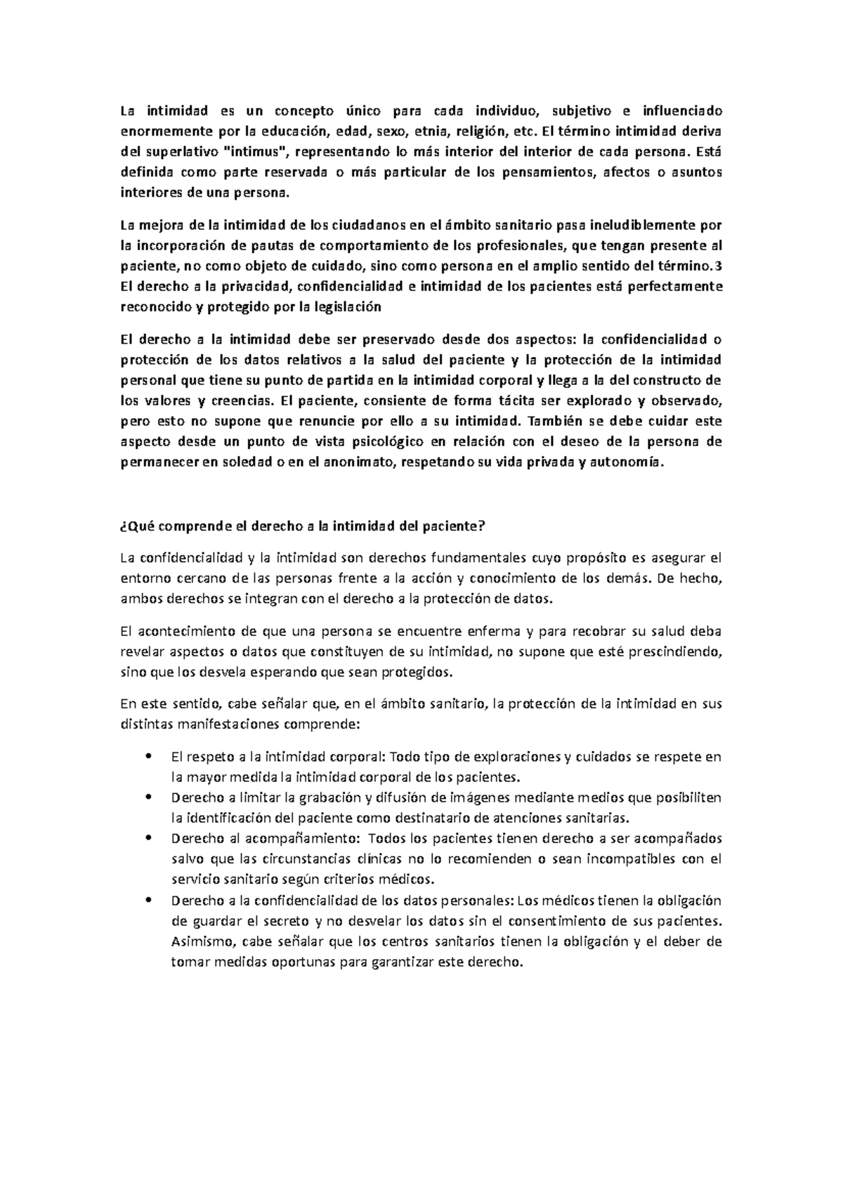 La intimidad es un concepto único para cada individuo - El término ...