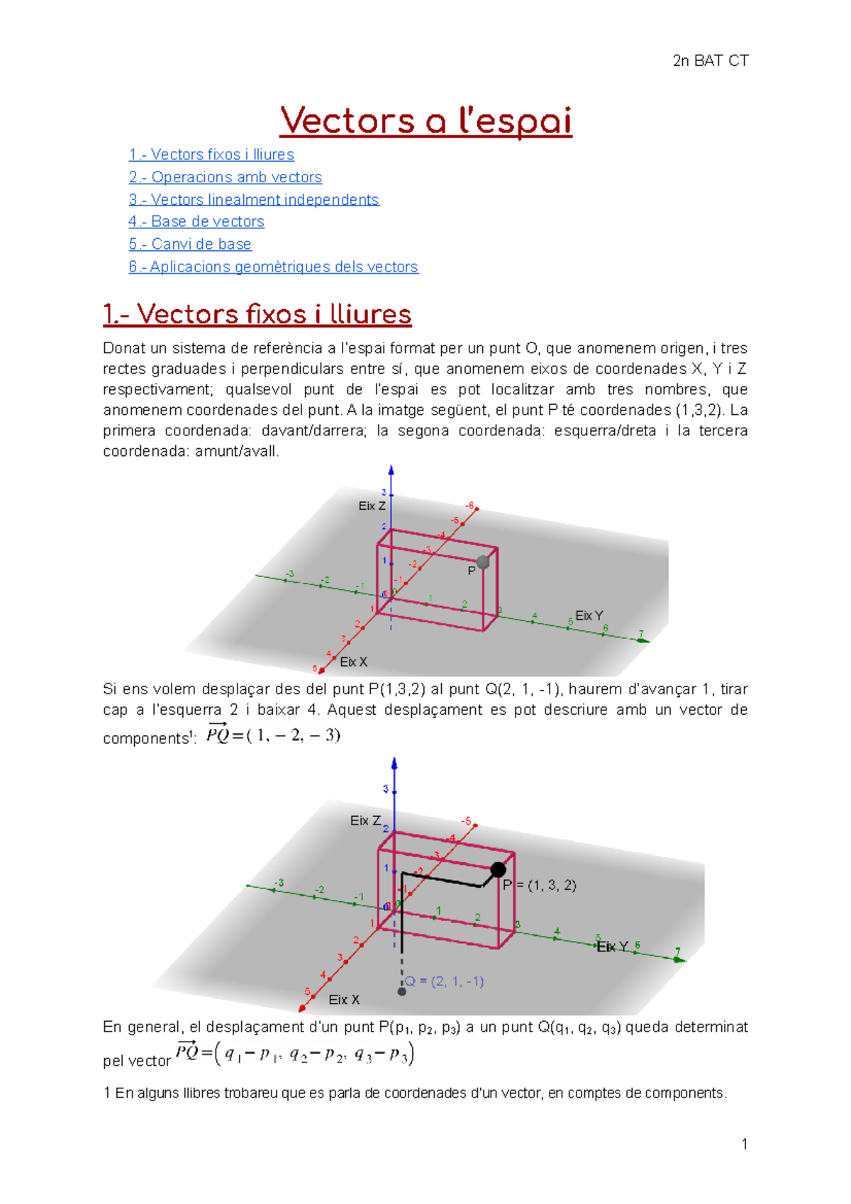 Vectors a l'espai. Teoria - Vectors a l’espai 1.- Vectors fixos i ...
