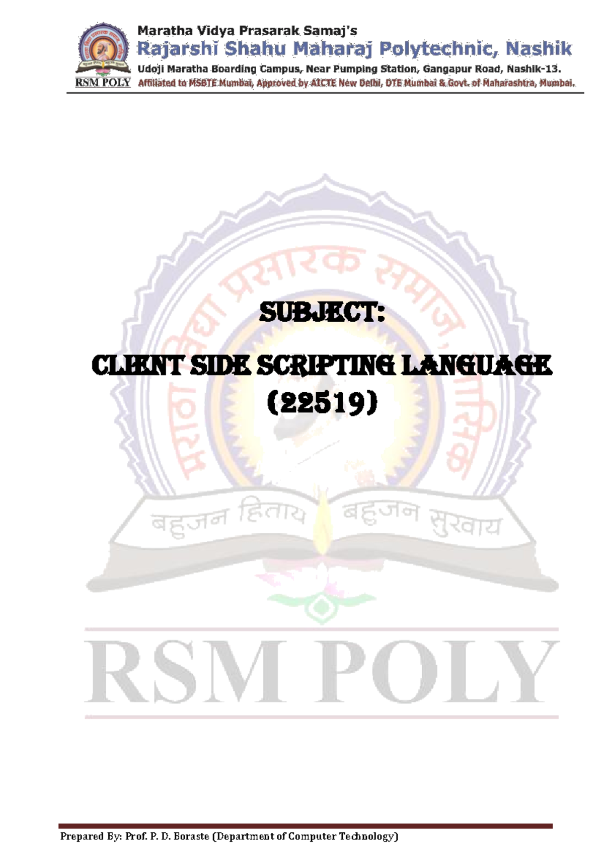 CSS22519 QB Upload F - Imp - Subject: Client Side Scripting Language (2 251 9) Chapter No. Name ...