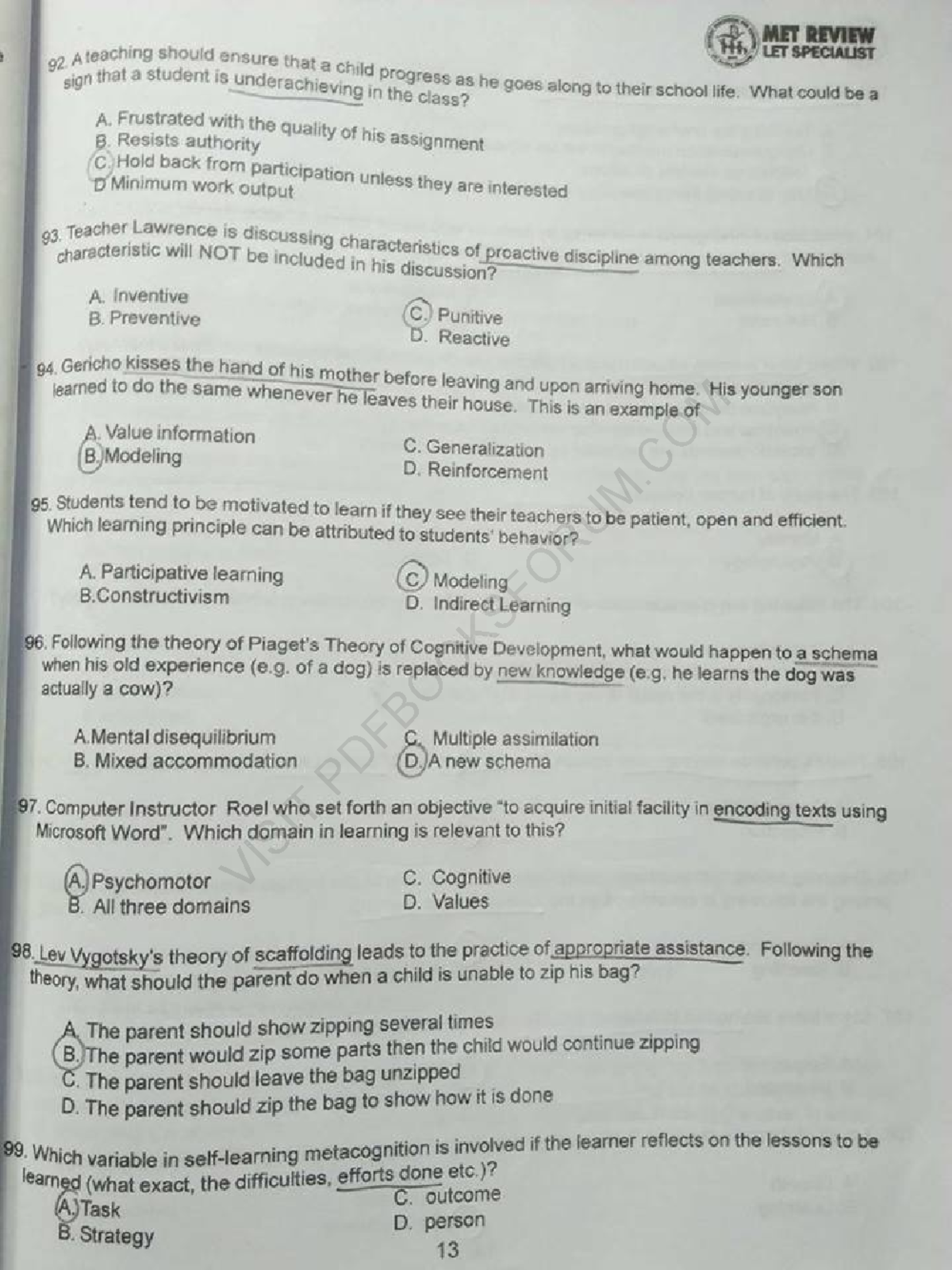 MET Profed 150 Items Pdfbooksforum - BSED Major in Mathematics - Studocu