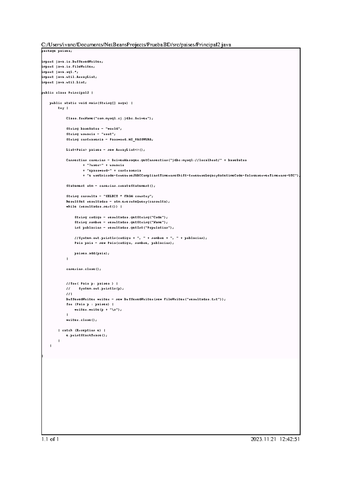 JAVA ejemplo 3 - package paises; import java.io; import java.io; import java.*; import java.util ...