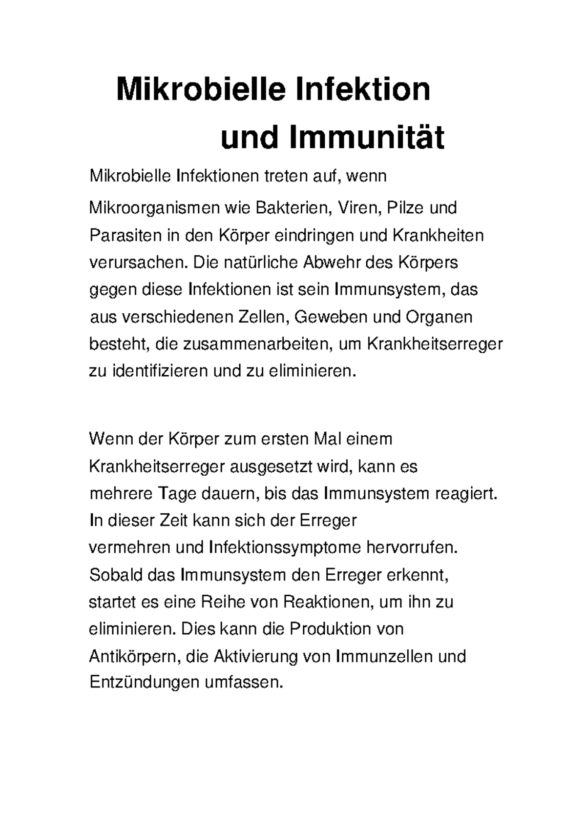 Mikrobielle Infektion und Immunität - Mikrobielle Infektion und ...