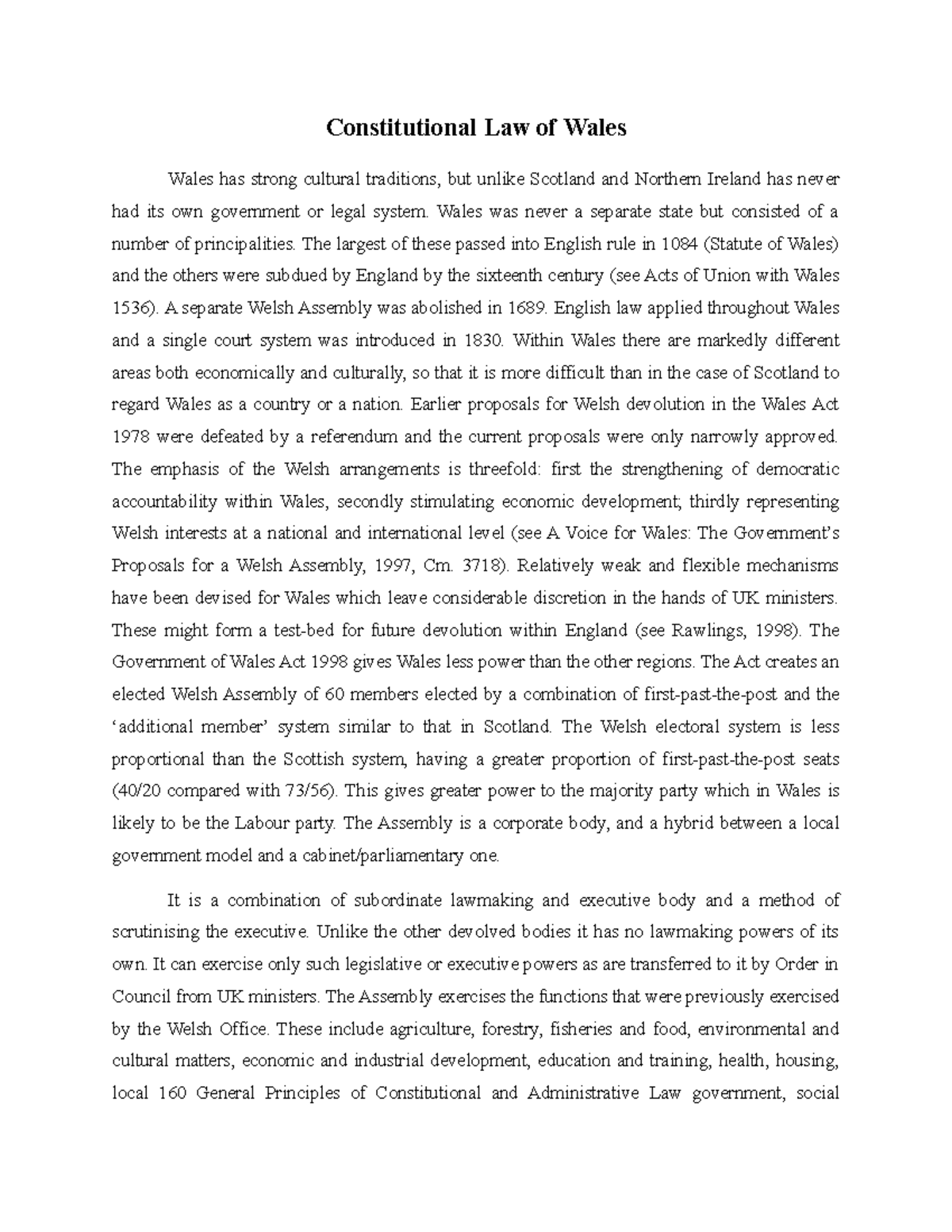 Constitutional Law of Wales - Constitutional Law of Wales Wales has ...