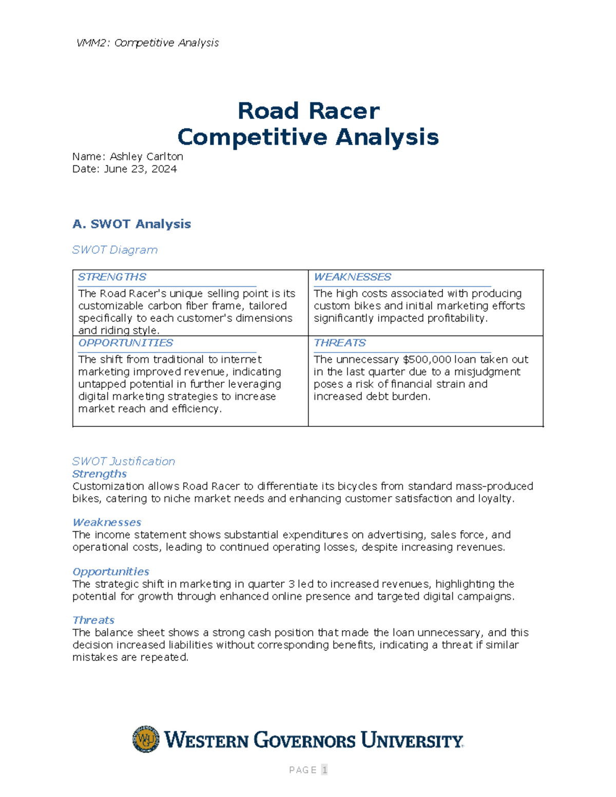 Competitive Analysis Template D361 Task 2 - VMM2: Competitive Analysis ...