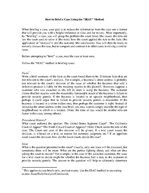 IRAC handout - Legal analysis - IRAC/CRAC What is it? Issue, Rule ...