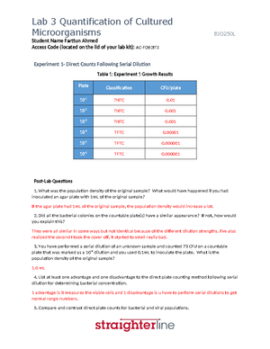 Micro lab 1 - straighterline - BIO250L” Student Name: Fartun Ahmed Kit ...