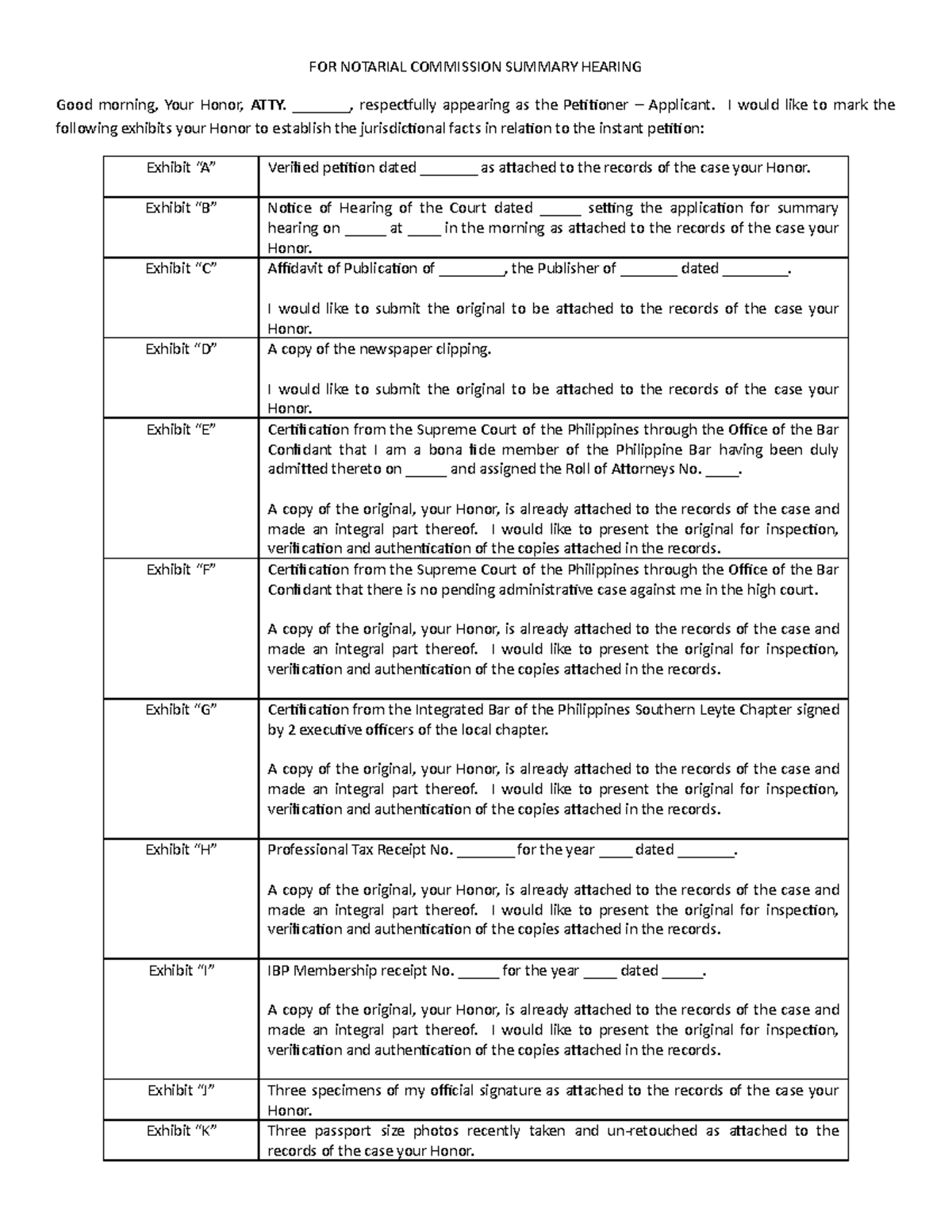 Notarial Hearing Script - FOR NOTARIAL COMMISSION SUMMARY HEARING Good ...