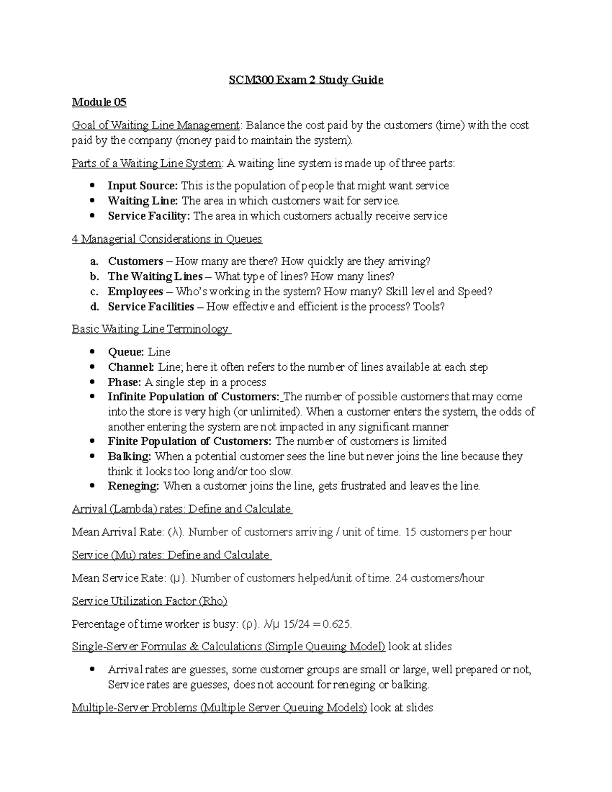 SCM300 Exam 2 Study Guide - SCM300 Exam 2 Study Guide Module 05 Goal of ...