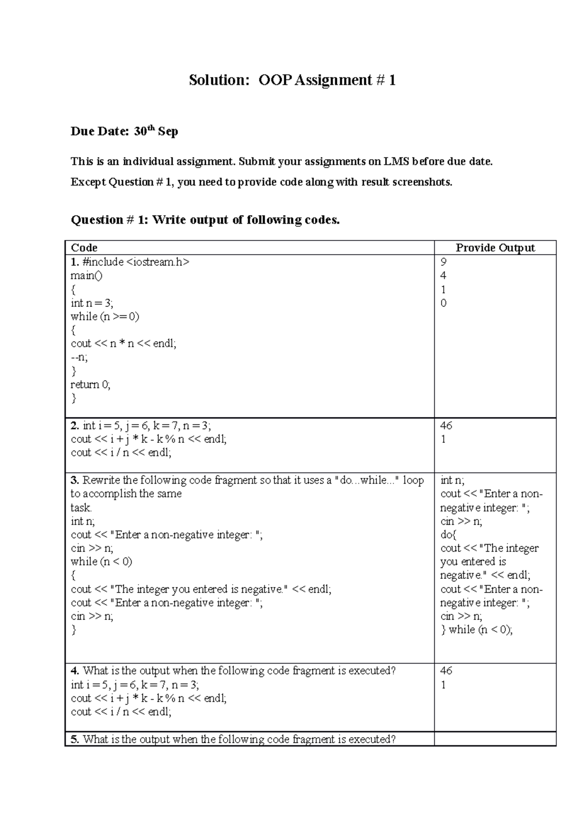 Soln Oop A1 01102023 080658 Pm Solution Oop Assignment 1 Due Date 30th Sep This Is An 4354