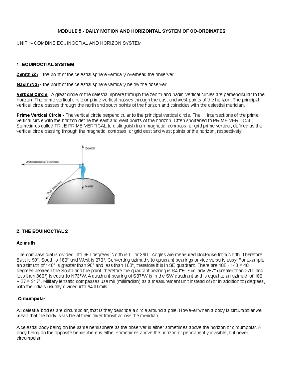 Nav. 4 Lesson 5-9 - MODULE 5 - DAILY MOTION AND HORIZONTAL SYSTEM OF CO ...
