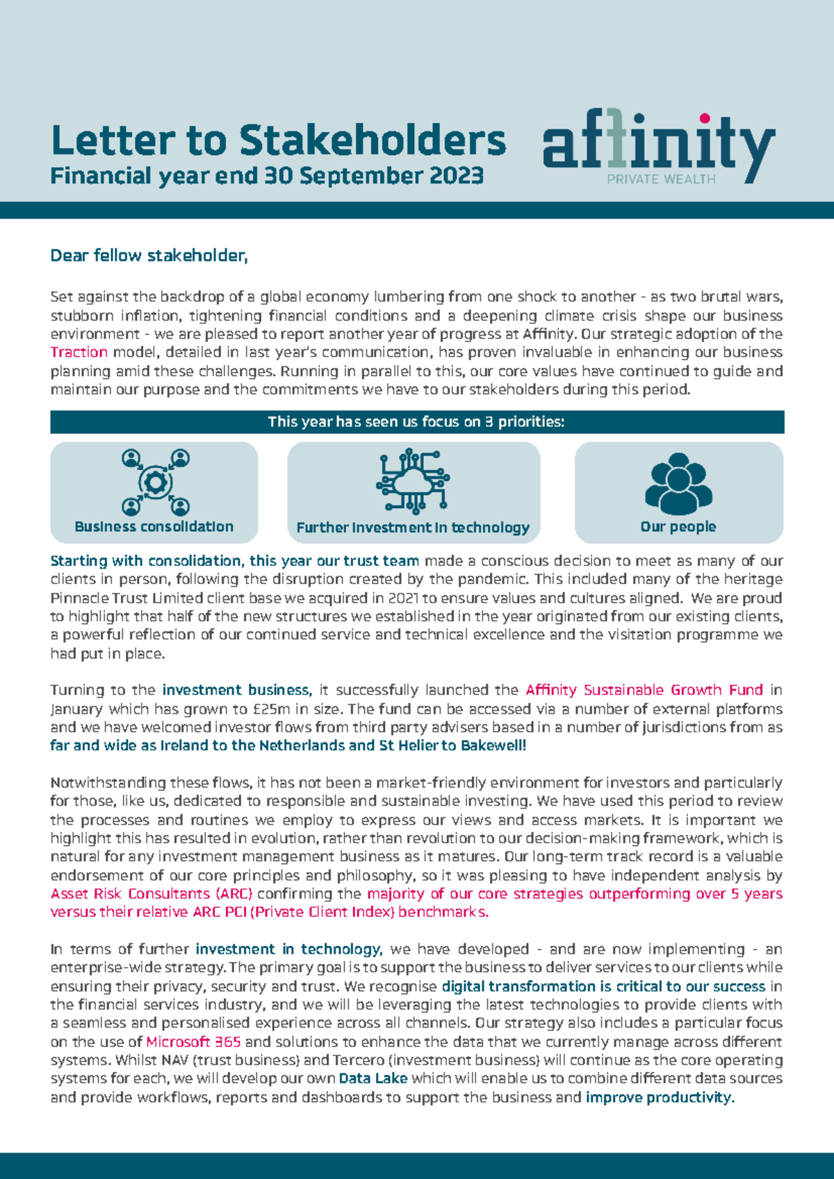 2023 Stakeholder Letter - Financial year end 30 September 2023 Dear ...