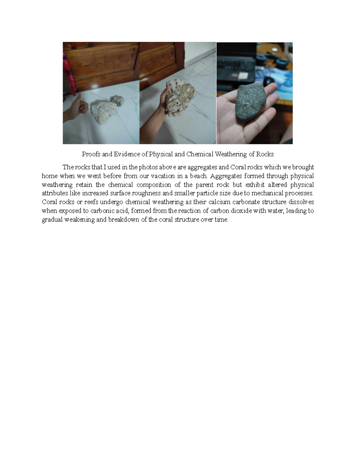 Exercise 2 - Proofs and Evidence of Physical and Chemical Weathering of ...