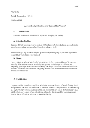 Informative Speech Preparation Outline - Hiba Rafi - The Preparation ...