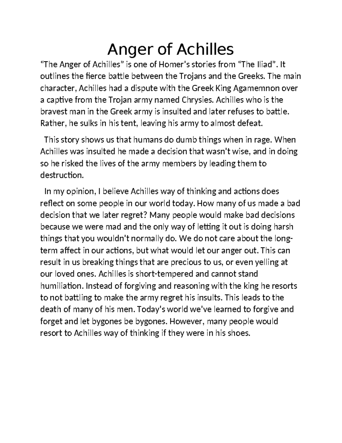 Anger of Achilles - detail - Anger of Achilles “The Anger of Achilles ...