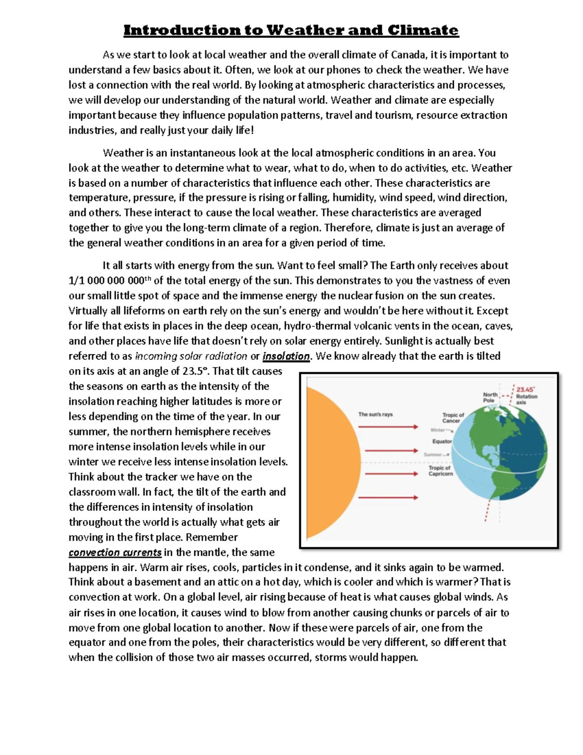 Introduction to Weather and Climate - SOC 110 - Bishop's - Studocu