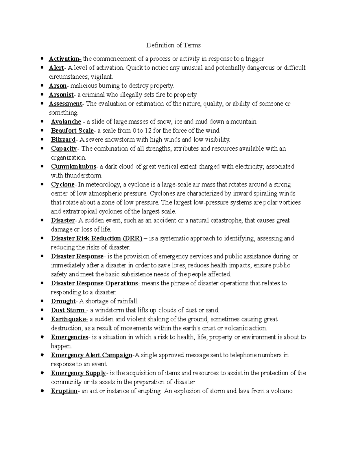 Definition Of Terms 12 STEM Definition Of Terms Activation The