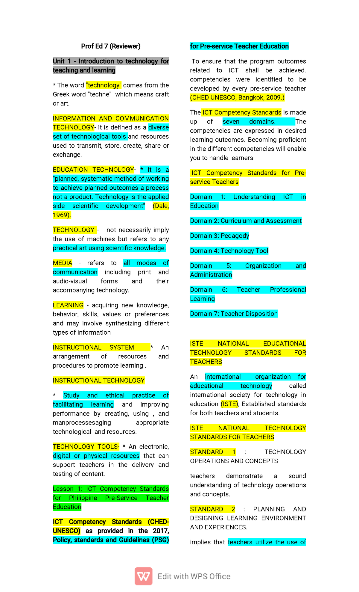 Reviewer in Profed - Prof Ed 7 (Reviewer) Unit 1 - Introduction to ...