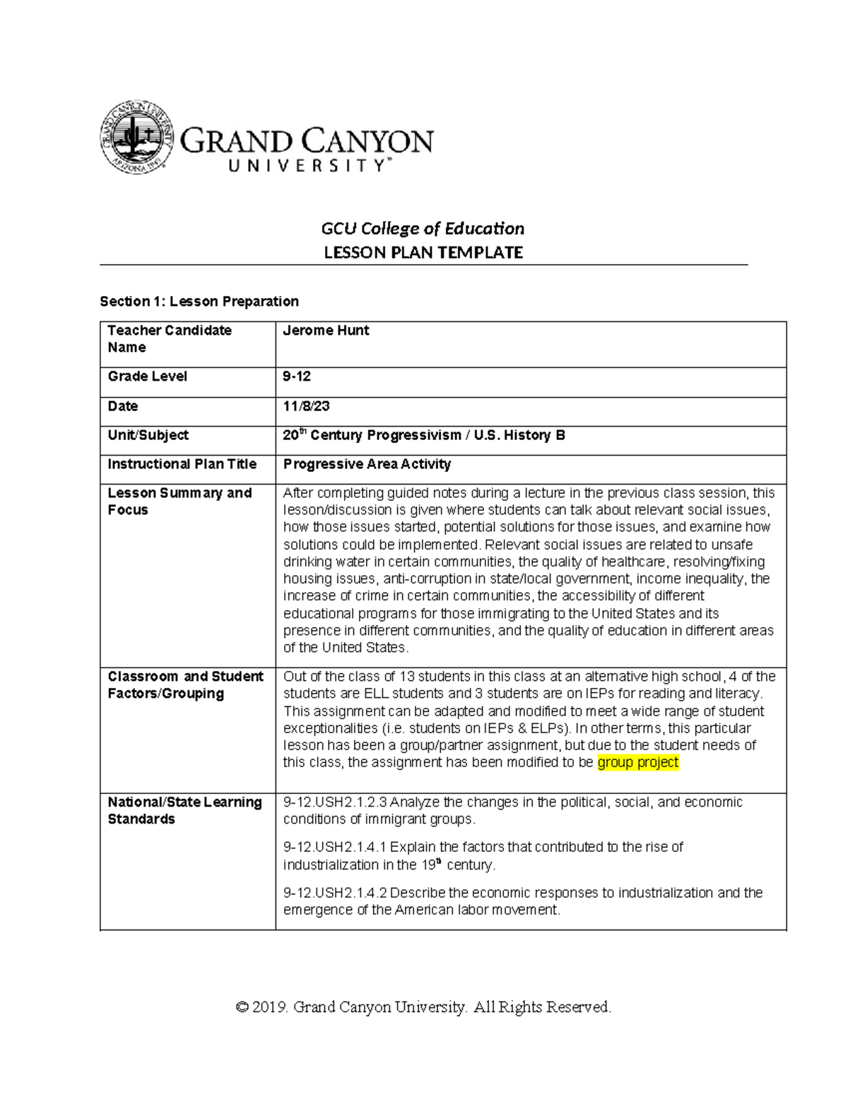Assessing History in the Secondary Classroom - GCU College of Education ...