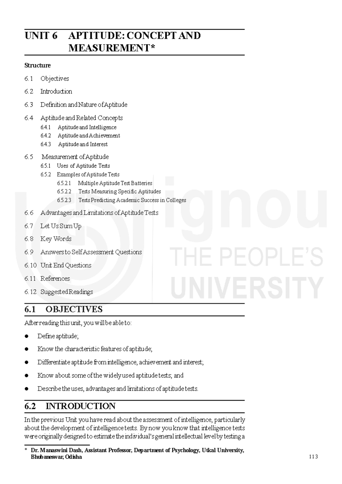 Unit-6 - Practical notes - 113 UNIT 6 APTITUDE: CONCEPT AND MEASUREMENT ...