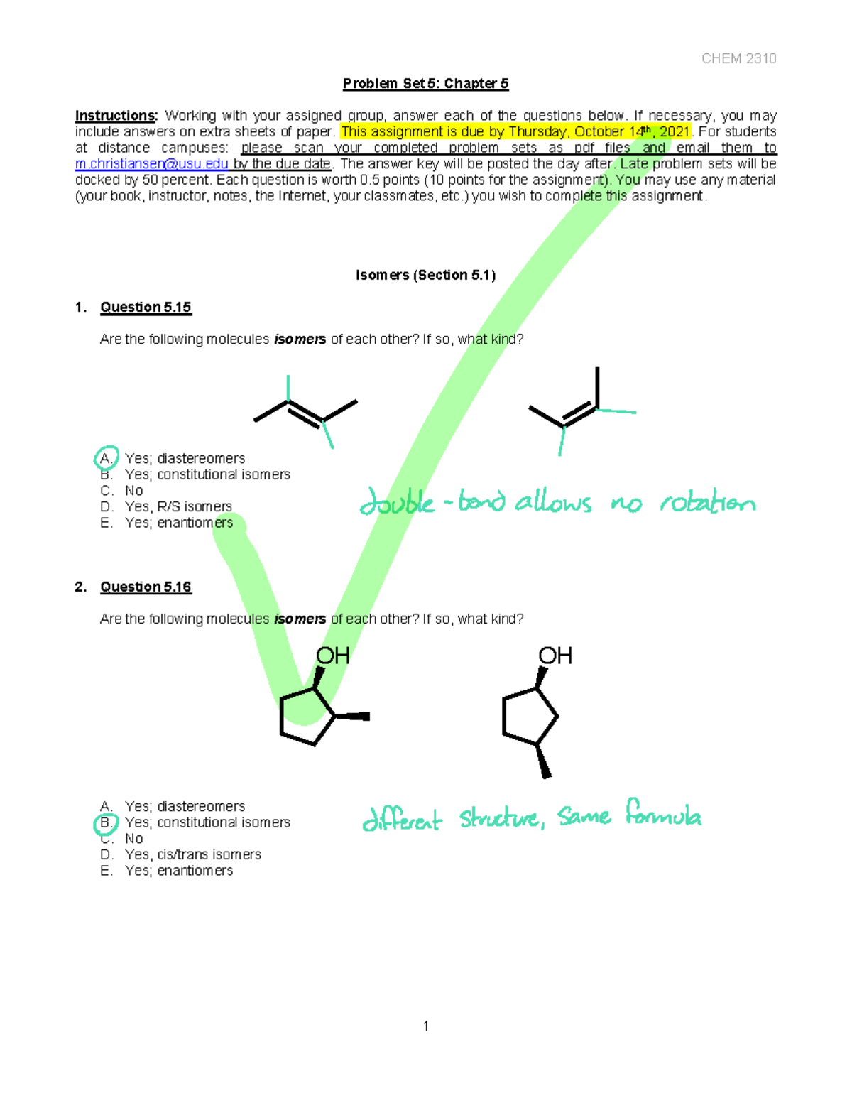 Problem Set 5 - Notes from my study assignment - Problem Set 5: Chapter ...
