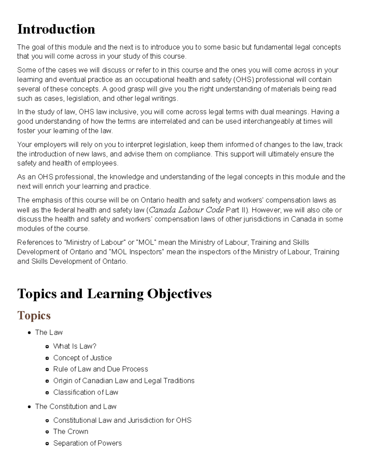 COHS208, Module 1 - Introduction - Introduction The goal of this module ...