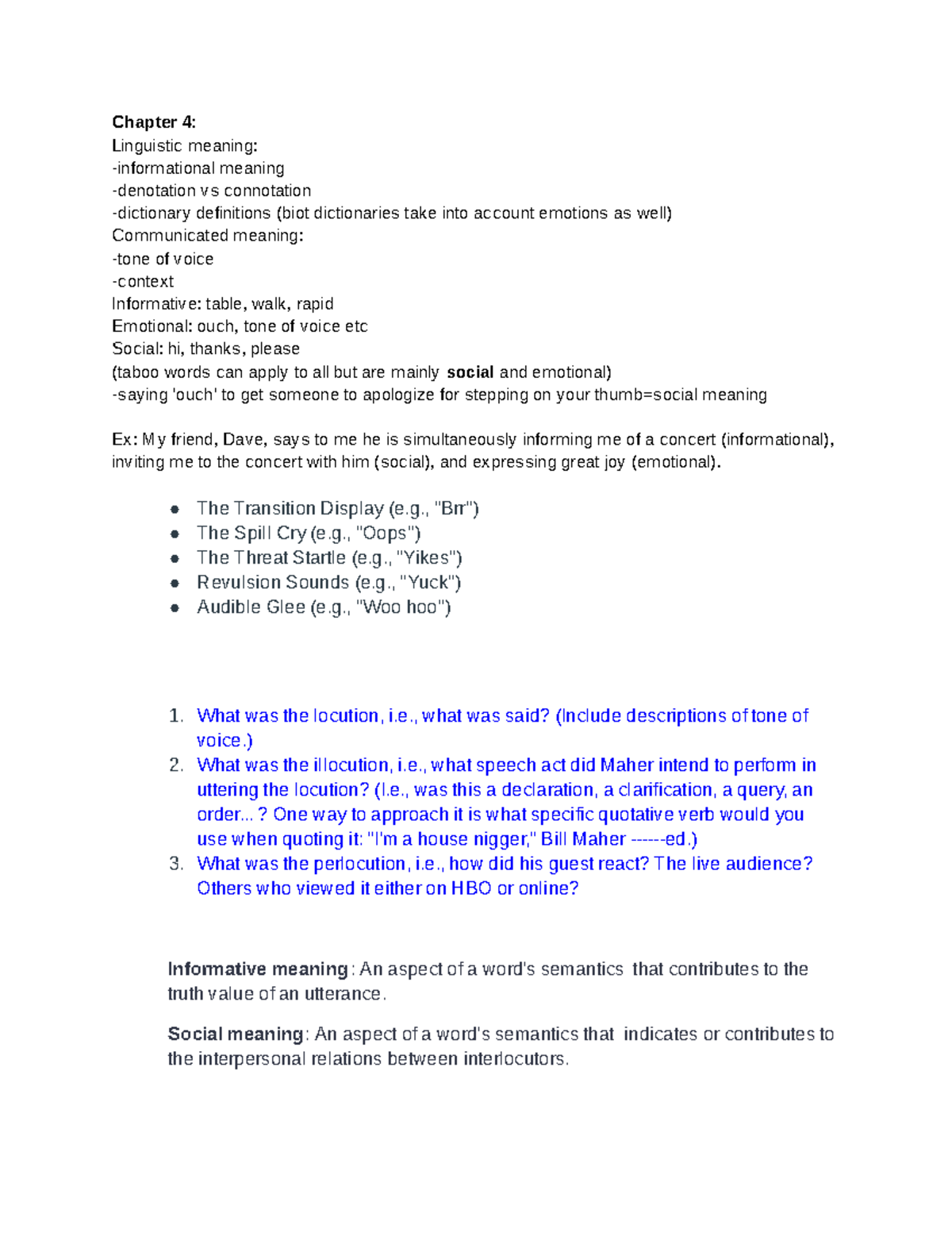 Studocu Linguistics 4- Google Docs - Chapter 4: Linguistic meaning: -informational meaning - Studocu