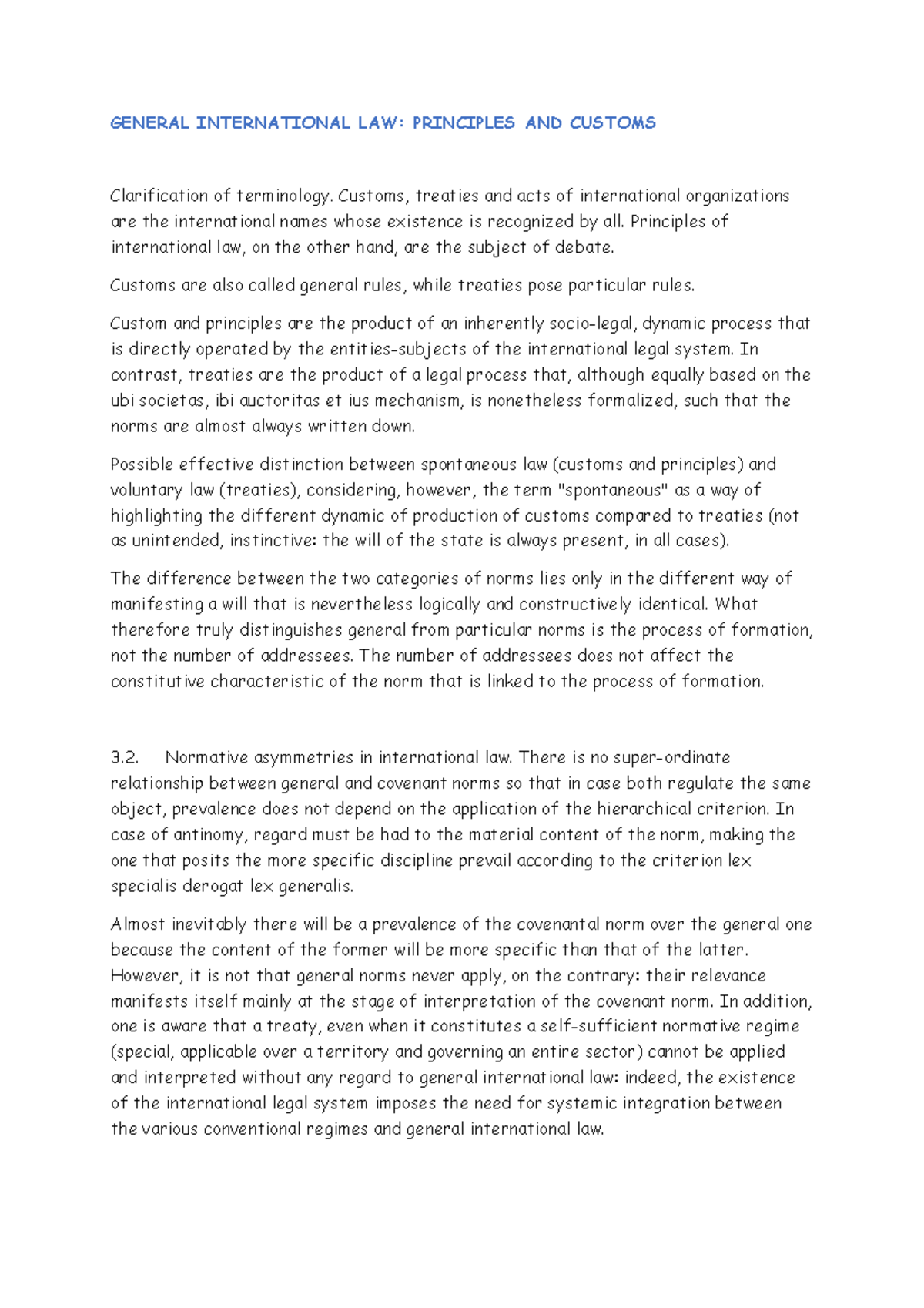 General International LAW 4 - GENERAL INTERNATIONAL LAW: PRINCIPLES AND ...