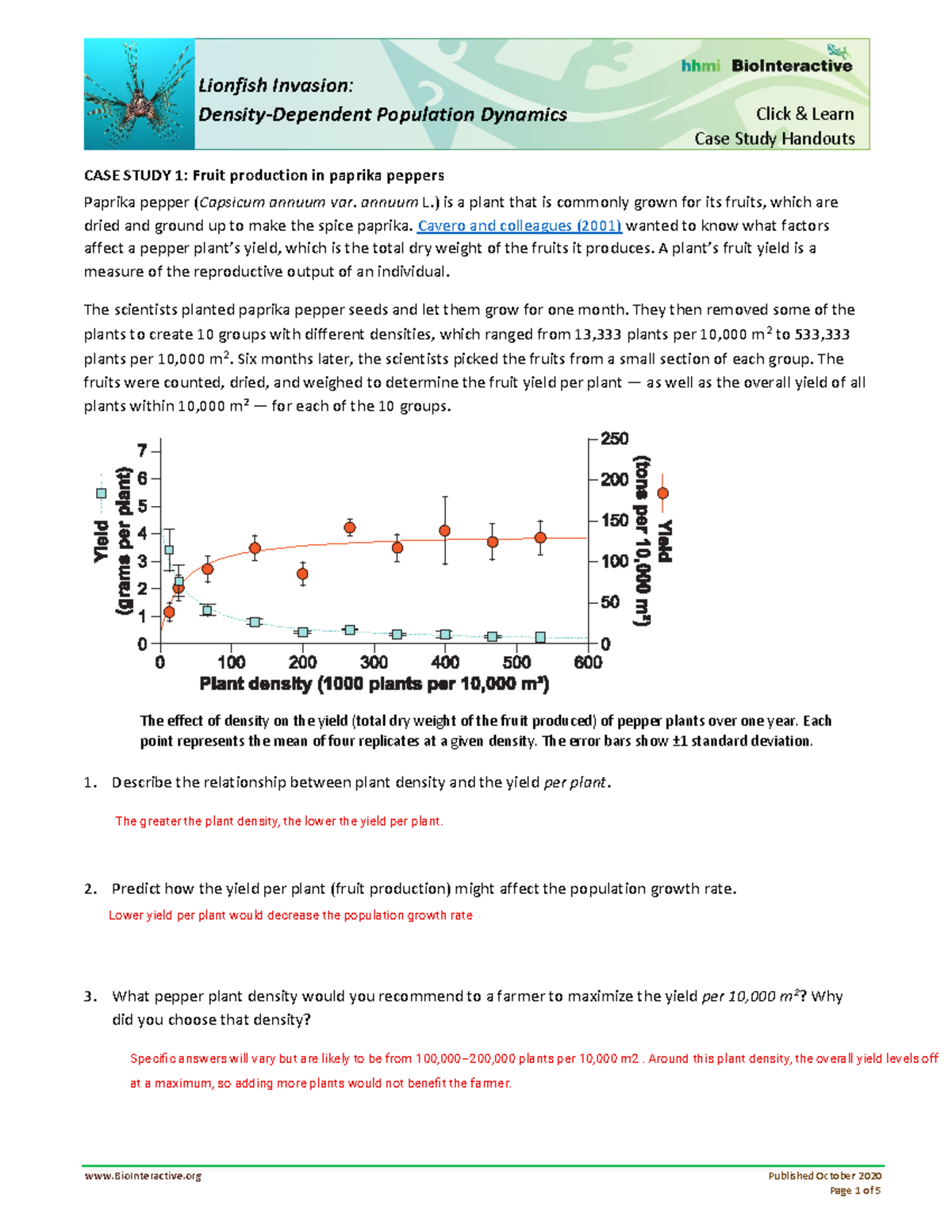 - Bio 141 Week 8 Lionfish Case Studies(1) (1) - BioInteractive ...